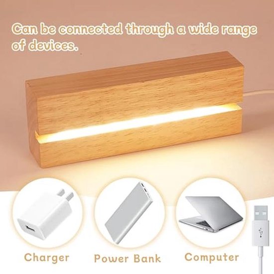 Houten LED-sokkel voor Displays - Verlichte Lampvoet voor USB, Ideaal ...