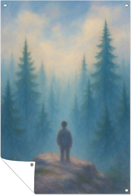 Silhouet op rots – wanddecoratie buiten – Tuinposter – 100x150 cm | bol