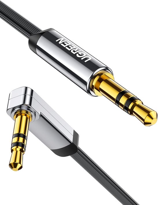 3.5mm Audio Kabel met 90 Graden Hoek - Plat Nylon - 0.5M | bol