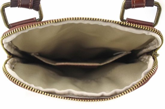 Heren Tas Van Echt Leer Met Ritssluiting En Schouderband - binnen ...