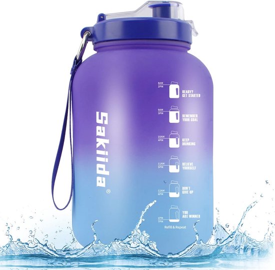 2,2 Liter Grote Waterfles met Afneembaar Rietje en Handvat - BPA-vrije ...