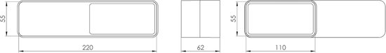 Verloopstuk voor rechthoekige buis 220 x 55 mm - 110 x 55 mm ...