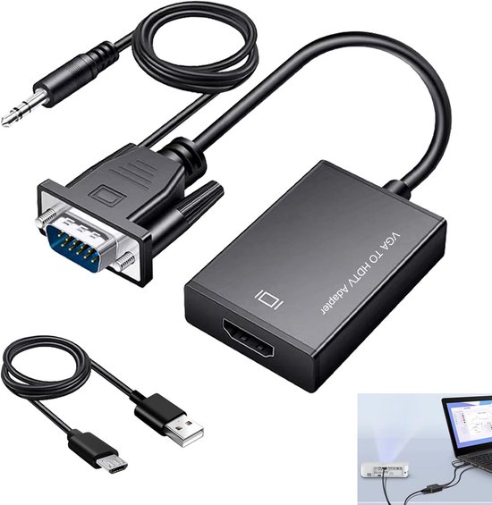 VGA naar HDMI Adapter met Audio - 1080p Unidirectionele Converter voor ...