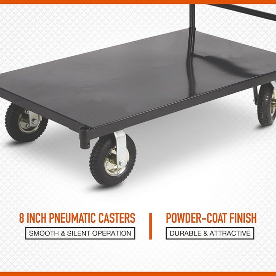 Metalen platformwagen met 1000 lbs capaciteit en 8 inch wielen | bol