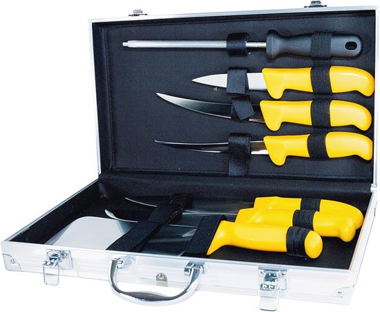 Professionele 8-delige slagersmes set met roestvrijstalen messen en ...