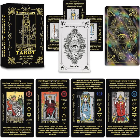 Holografische Tarotkaarten Set voor Beginners - 78 Laser Tarotkaarten ...