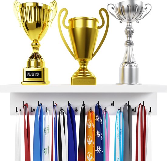 Houten Medaille Hanger en Trofee Plank met Haken - Wandmontage Display ...