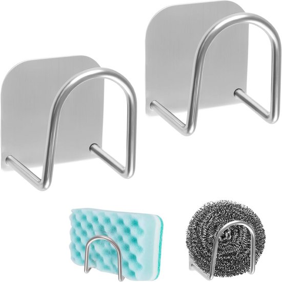 Zelfklevende Sponshouder RVS voor Gootsteen - 2 Stuks | bol