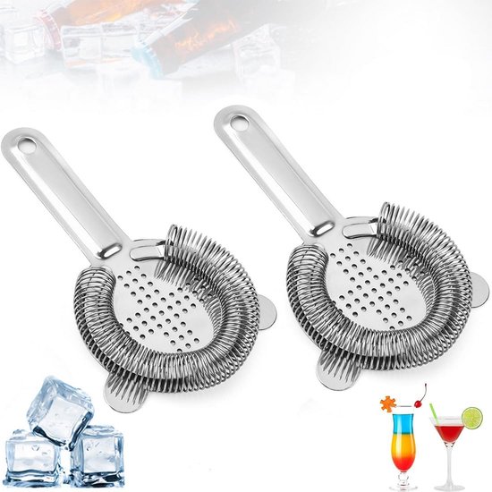 2-delige Cocktail Zeef Set: RVS Hawthorne Strainer & Bar Trainer voor ...