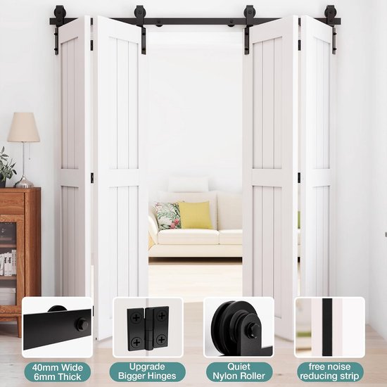 Ensemble de Porte Coulissante Pliable 200 cm avec Rail pour Portes ...