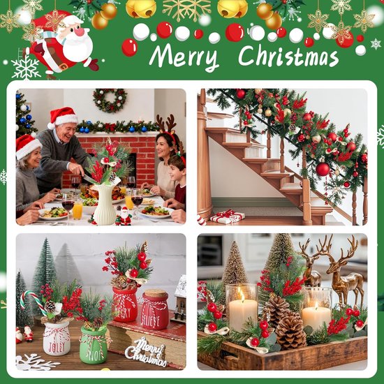 Pack of 6 Kunstmatige Denn takken met Rode Bes Decoratie - Kersttakken ...