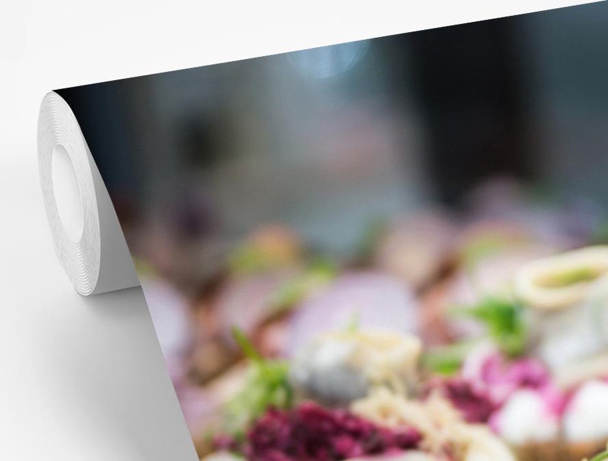 Behang - Fotobehang - Kleurrijke keuken in Denemarken - Breedte 330 cm ...