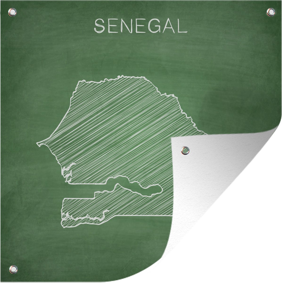 Tuindoek tekening van Senegal op een krijtbord - 100x100 cm | bol.com