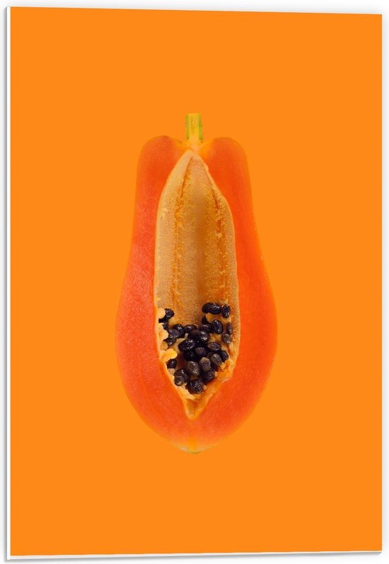 Forex - Oranje Vrucht met Paarse Pitje - 40x60cm Foto op Forex | bol