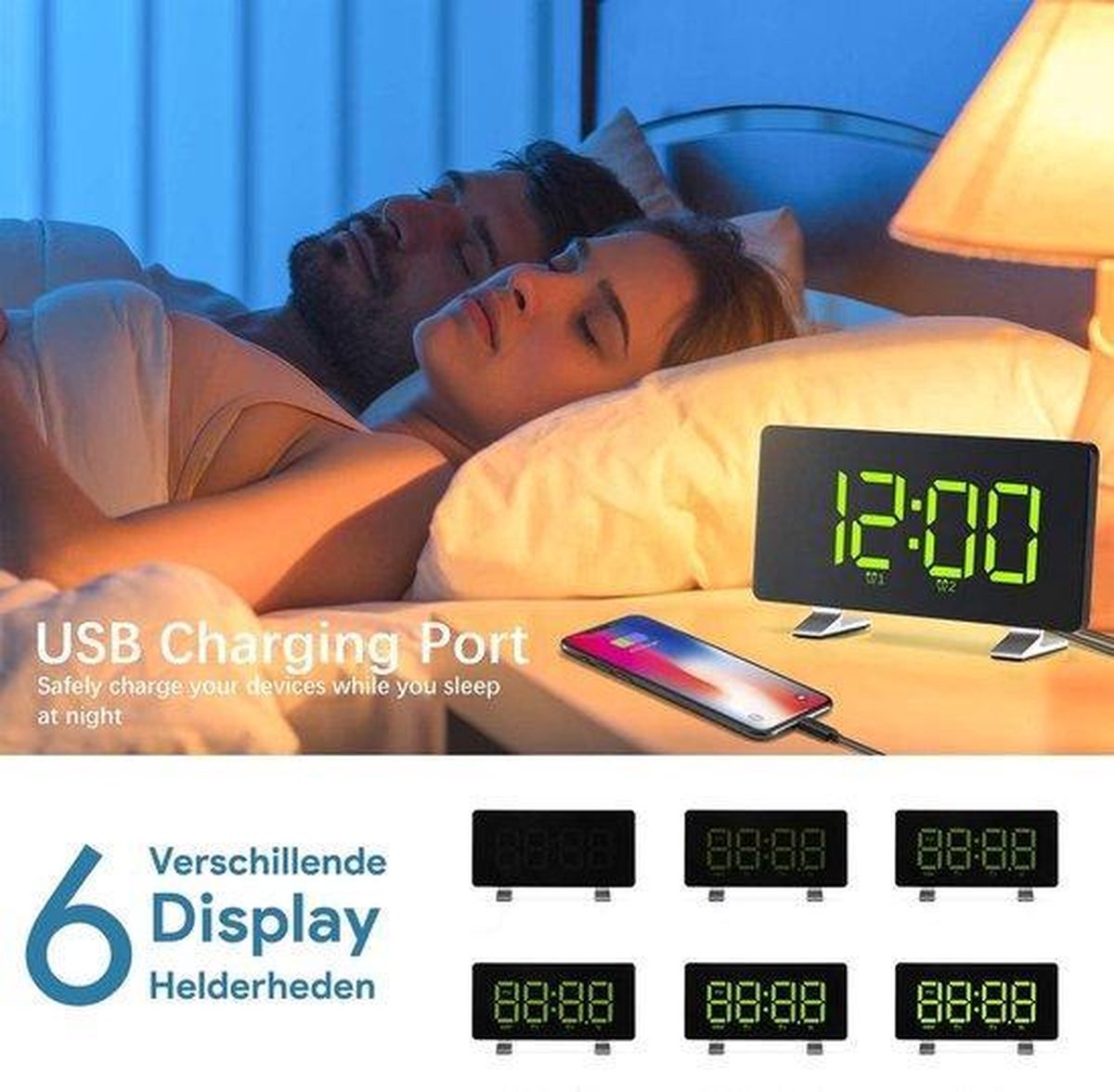 FettleLife LD10 Digitale Wekker - Wekker Kind en Volwassenen - Groot ...