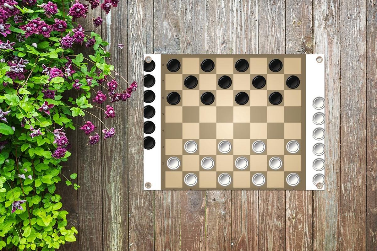 Tuin decoratie tekening van een Dambord - 40x30 cm - Tuindoek | bol.com
