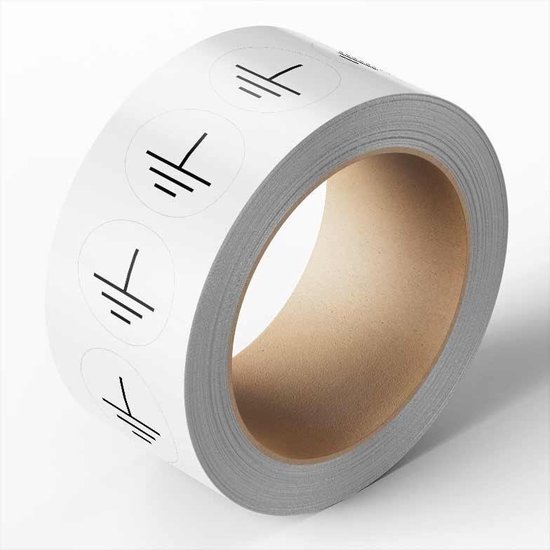 Beschermende aarding sticker op rol, wit zwart 16 mm - 500 per rol | bol