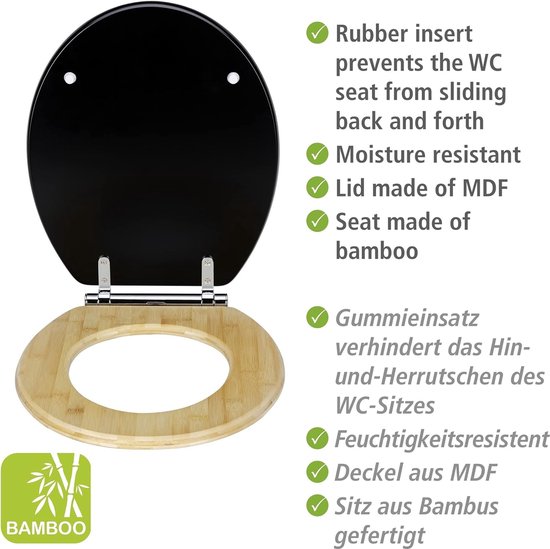 Zwarte Toiletzitting, Gemakkelijk Te Sluiten Mechanisme Met Zachte ...