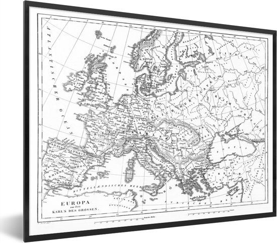Fotolijst incl. Poster - Illustratie van Europa in de tijd van Karel de ...