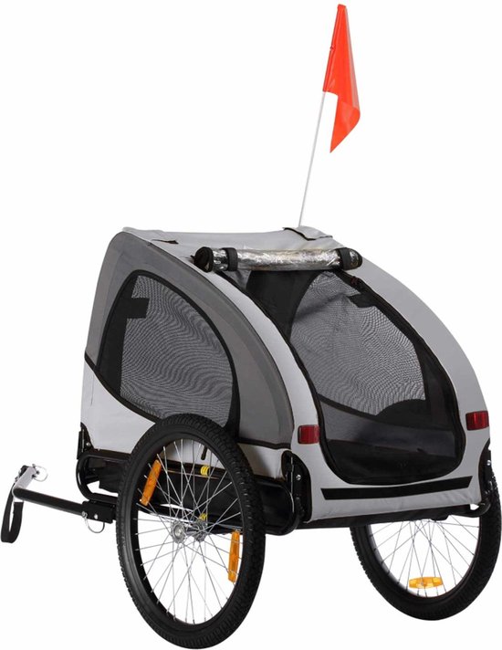 Zoomundo- Honden fietskar Buddy in grijs, transport kar, aanhanger hond ...