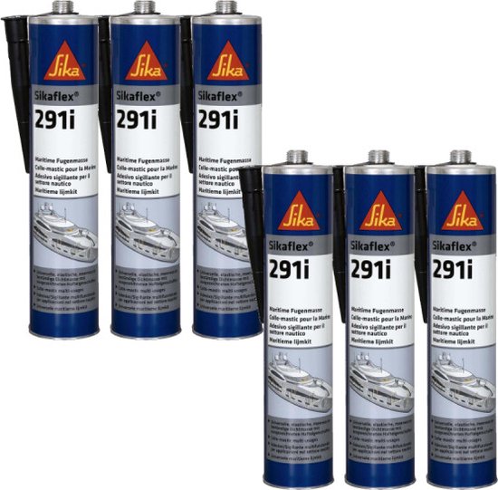 Set van 6 SIKA Sikaflex 291i marine kit - Zwart - 300ml | bol.com