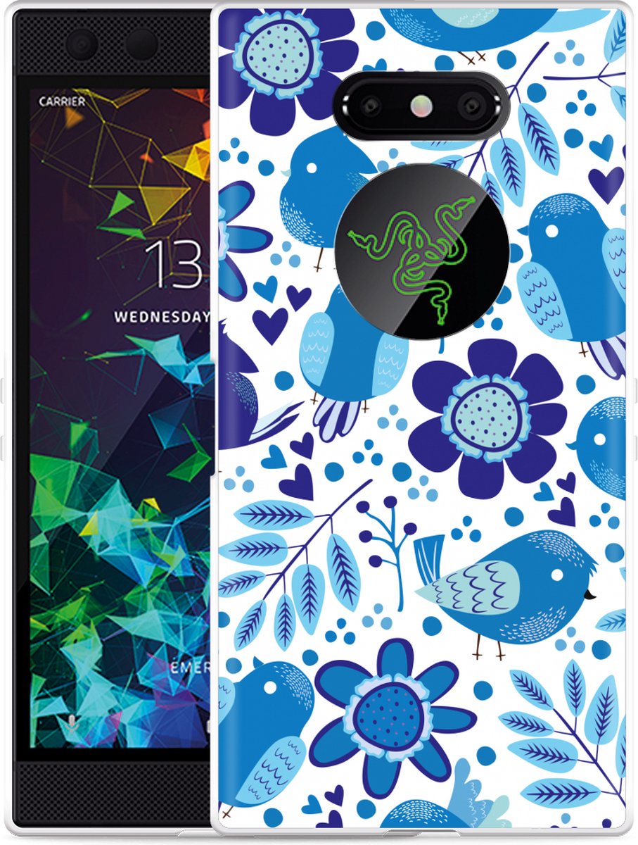 Razer Phone 2 Hoesje Blue Bird and Flowers - Designed by Cazy | bol.com