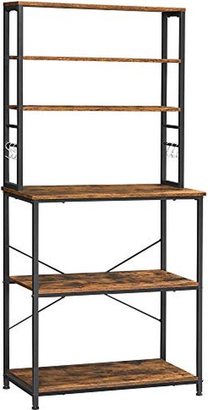 Keukenplank - Staand rek met planken - Met 6 haken - Metalen frame ...