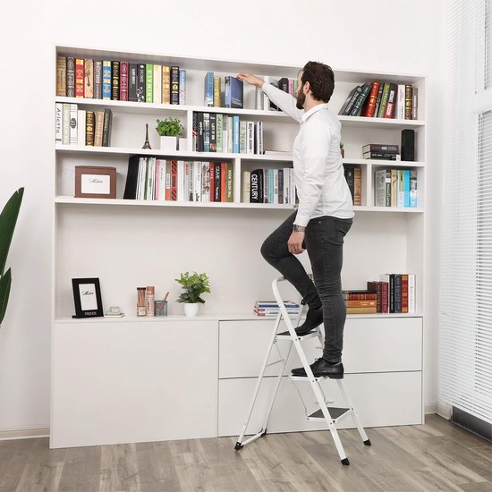 Ladder - Huis ladder - Keukentrap - Huishoudtrap - Vouwladder - Wit | bol