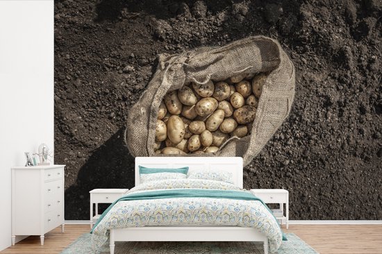 Behang - Fotobehang Aardappel - Jute - Zak - Boerderij - Breedte 360 cm ...