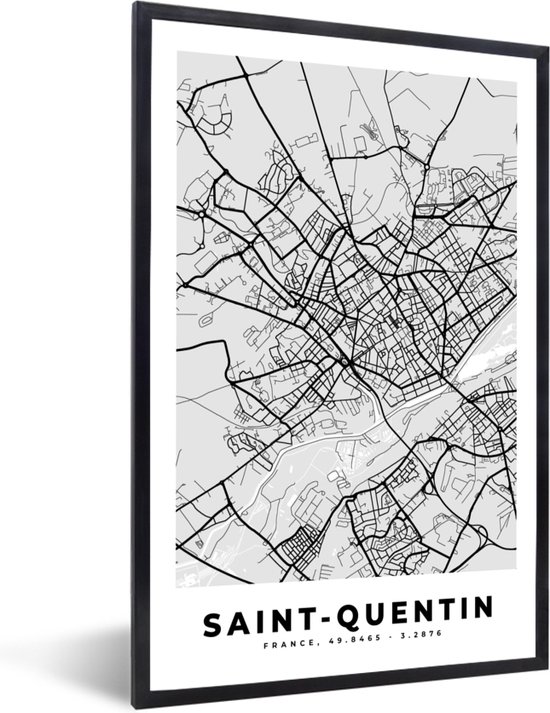 Fotolijst incl. Poster - Saint-Quentin - Plattegrond - Frankrijk ...