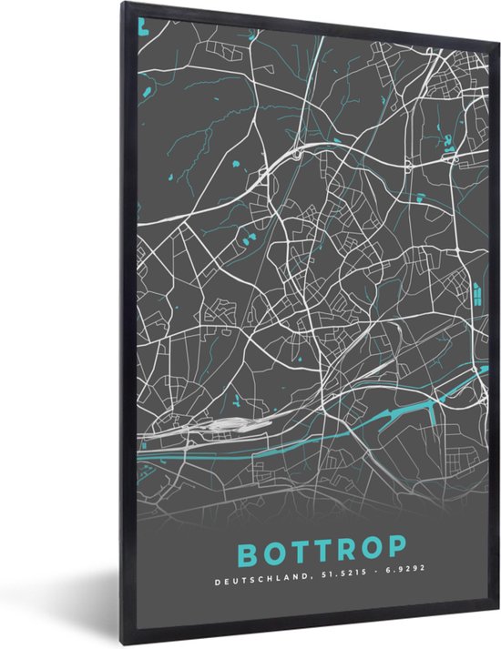 Fotolijst incl. Poster - Stadskaart – Bottrop – Duitsland – Plattegrond ...