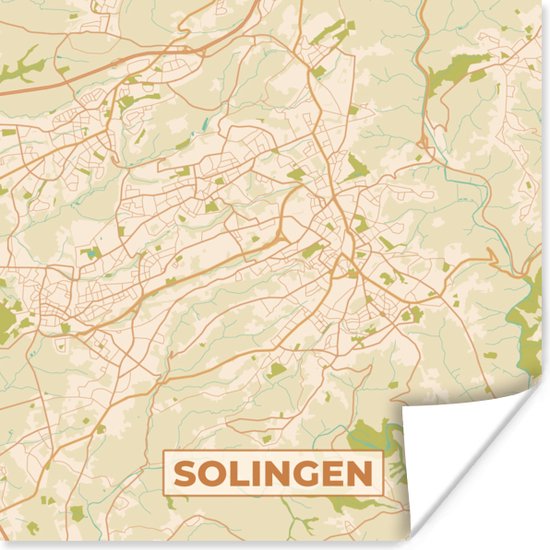 Poster Plattegrond - Solingen - Kaart - Stadskaart - Vintage - 30x30 cm ...
