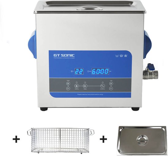 GT-Sonic R6 ultrasoon reiniger - 6 liter RVS ultrasone reiniger - 40kHz ...