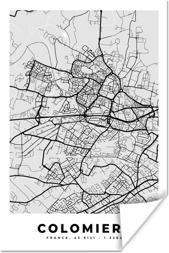 Poster Frankrijk - Colomiers - Stadskaart - Plattegrond - Kaart - 40x60 ...