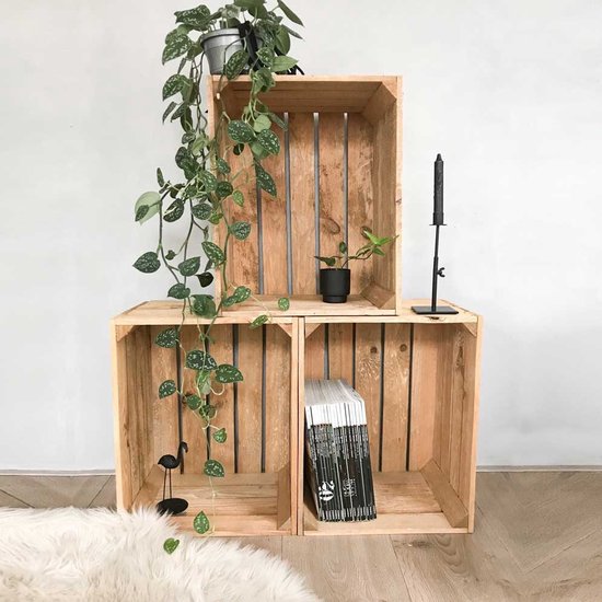 Stylingathome - Houten Krat - Vintage - Nieuw Hout - Bruin | bol.com