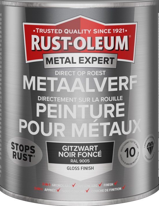 Rust-Oleum Metal Expert Direct Op Roest Metaal Verf 400ml - RAL 9005 | bol
