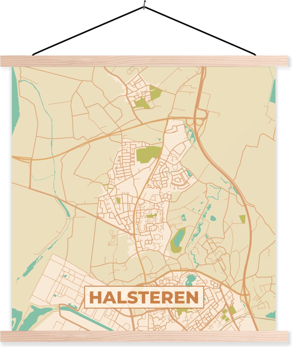 Schoolplaat - Plattegrond - Halsteren - Kaart - Vintage - Stadskaart ...