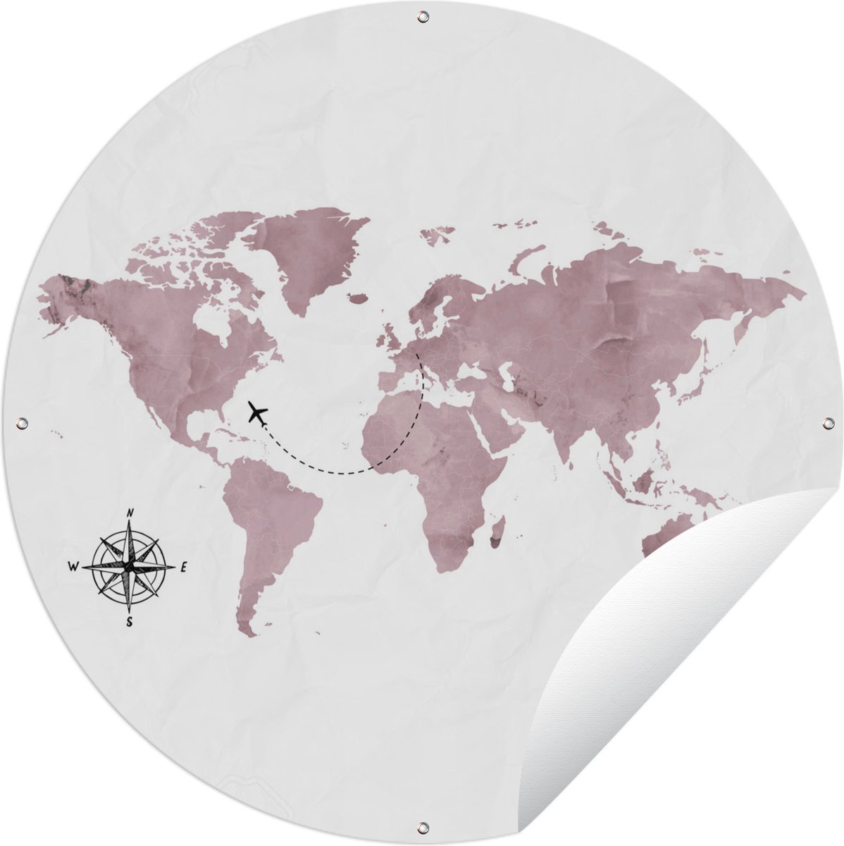 Wereldkaart Garden Circle - Aquarelle - Rose des Vents - 150x150 cm ...