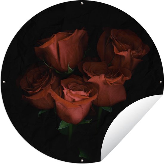 Affiche de jardin Ronde Roses Rouges - Roses rouges sur fond noir ...