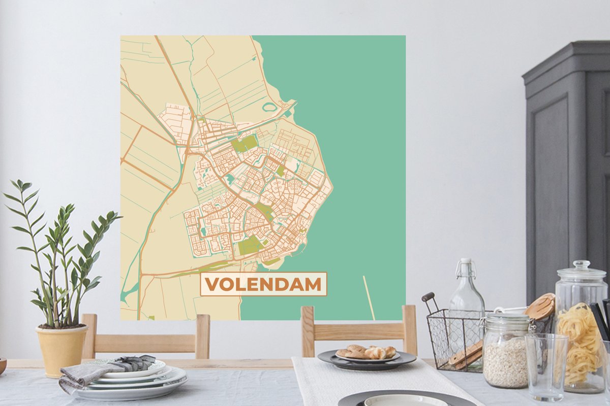 Muurstickers - Kaart - Volendam - Plattegrond - Stadskaart - 120x120 cm ...