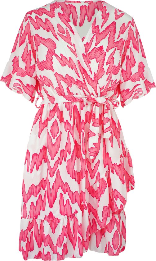 Leopard Ruffel Jurk Fuchsia | bol.com