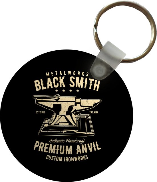 Sleutelhanger - Mancave - Aambeeld - Smeden - Vintage - Plastic - Rond ...