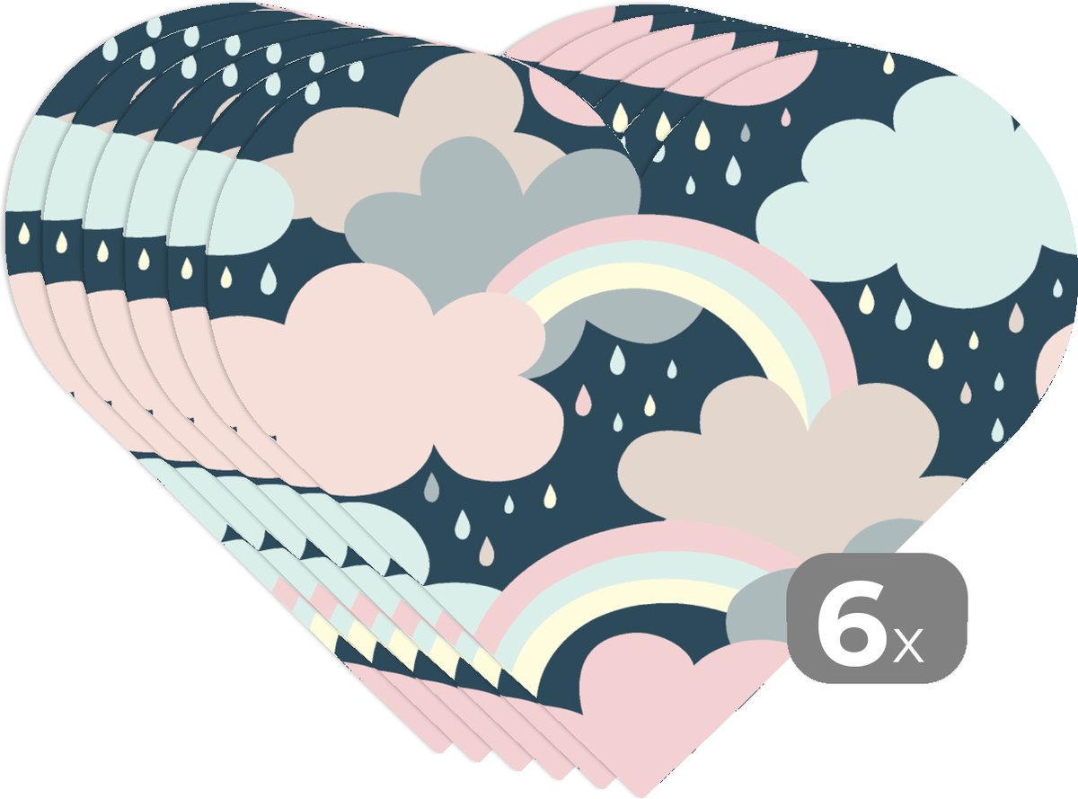Onderleggers - Placemats - Placemats hartje - Regenboog - Wolk - Regen ...