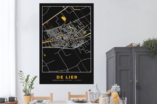 Affiche De Lier - Carte - Or - Carte - Plan de ville - 120x180 cm XXL ...