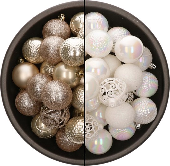 Bellatio Decorations Kerstballen mix - 74-delig - champagne en ...