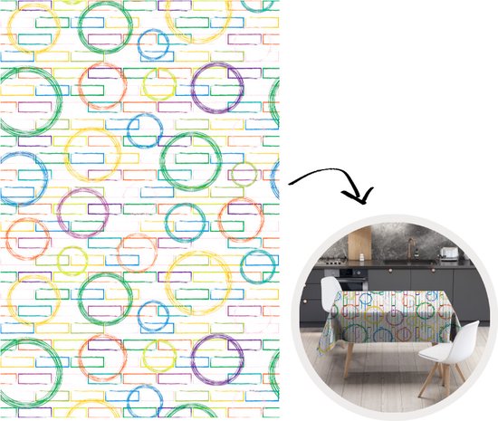 Tafelkleed - Tafellaken - 130x200 cm - Muur - Cirkel - Patronen ...