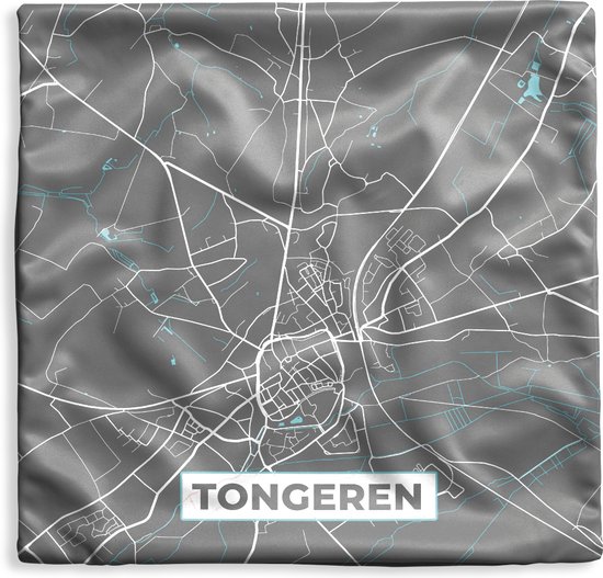 Kussenhoes 60x60 cm - België – Tongeren – Stadskaart – Kaart – Blauw ...