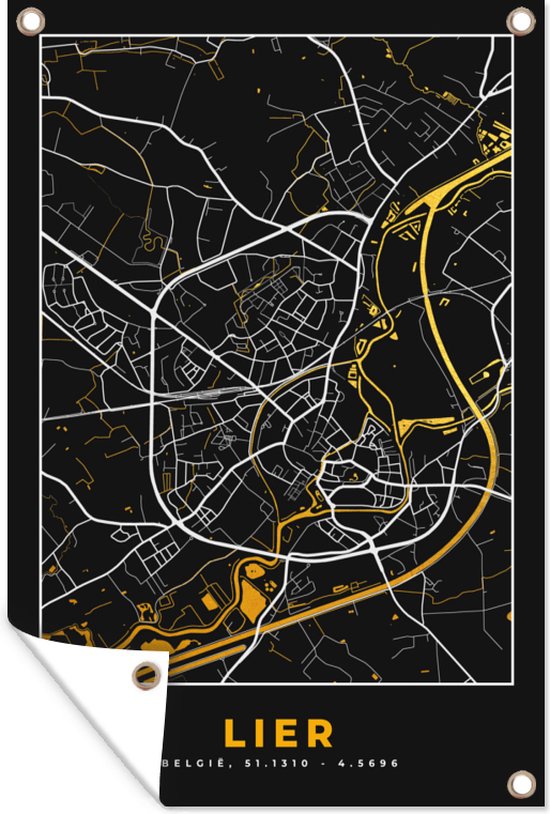 Muurdecoratie Lier - Kaart - Plattegrond - Goud - Stadskaart - 120x180 ...