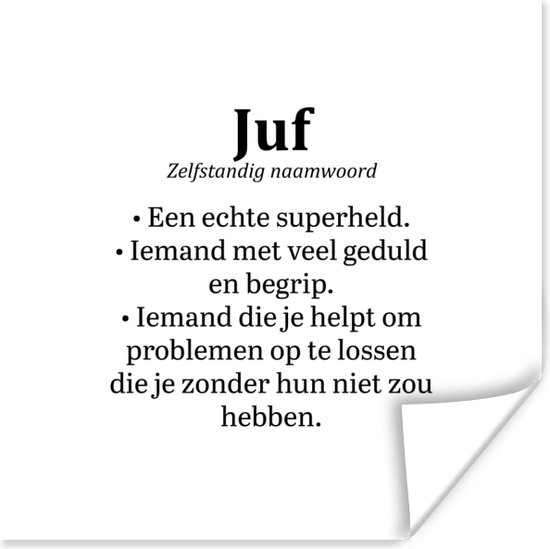 Poster Quotes - Juf - Spreuken - Woordenboek - 100x100 cm XXL | bol