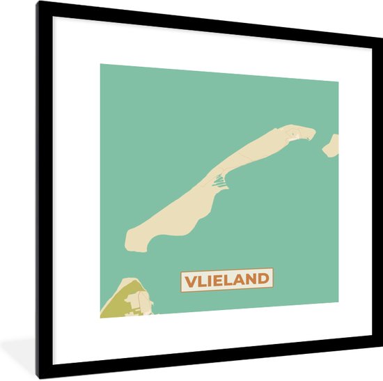 Fotolijst incl. Poster - Stadskaart - Kaart - Waddeneilanden - Vlieland - Plattegrond... | bol